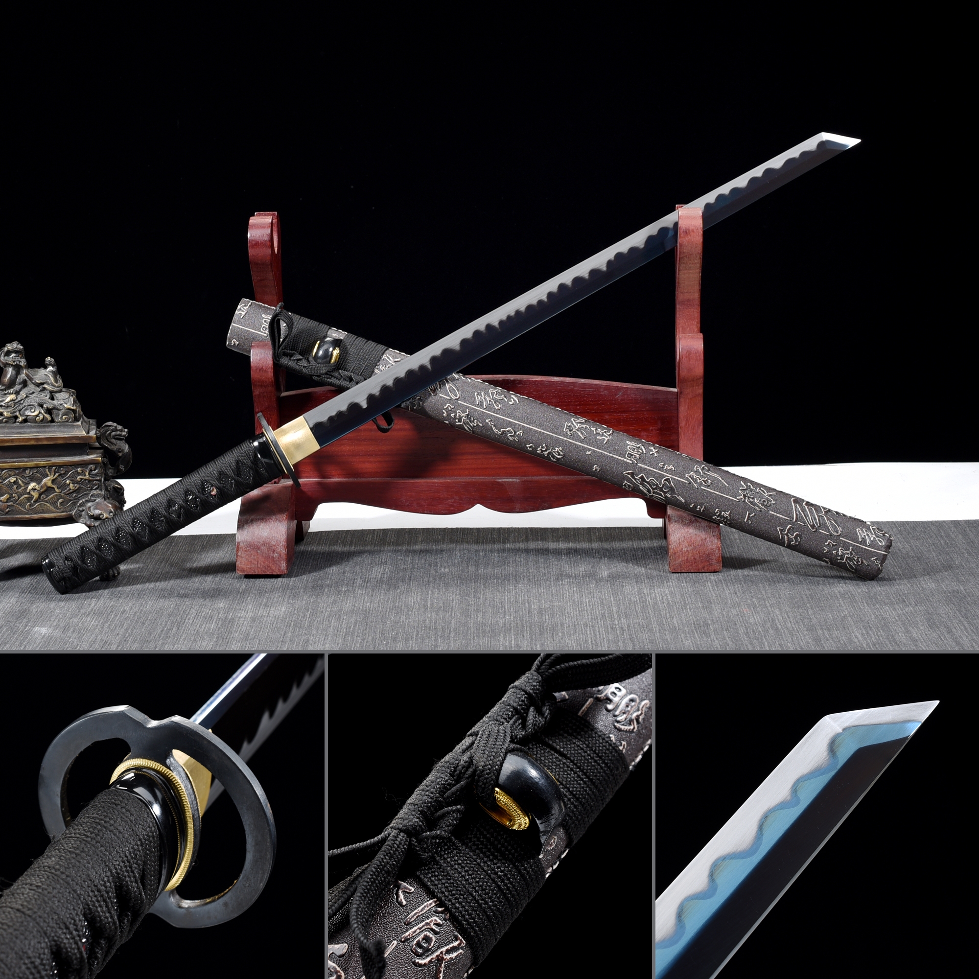 Handmade 1045 Carbon Steel Blue Blade Real Japanese Ninjato Ninja Sword ... Handmade 1045 Carbon Steel Blue Blade Real Japanese Ninjato Ninja Sword ...